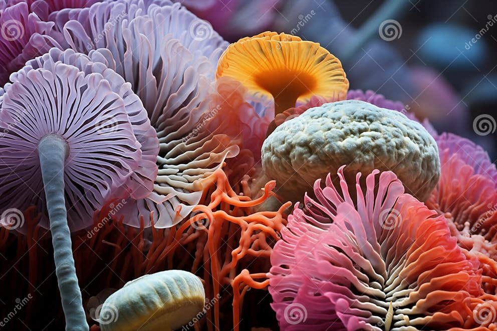 Electron Microscopy of Fungus by Generative AI Stock Illustration ...
