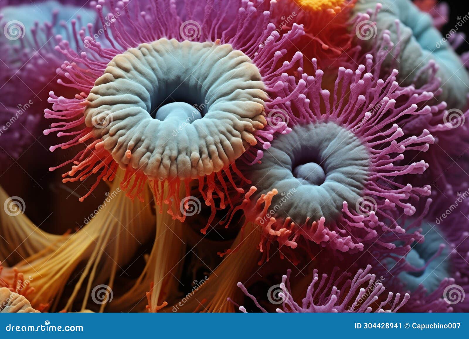Electron Microscopy of Fungus by Generative AI Stock Illustration ...