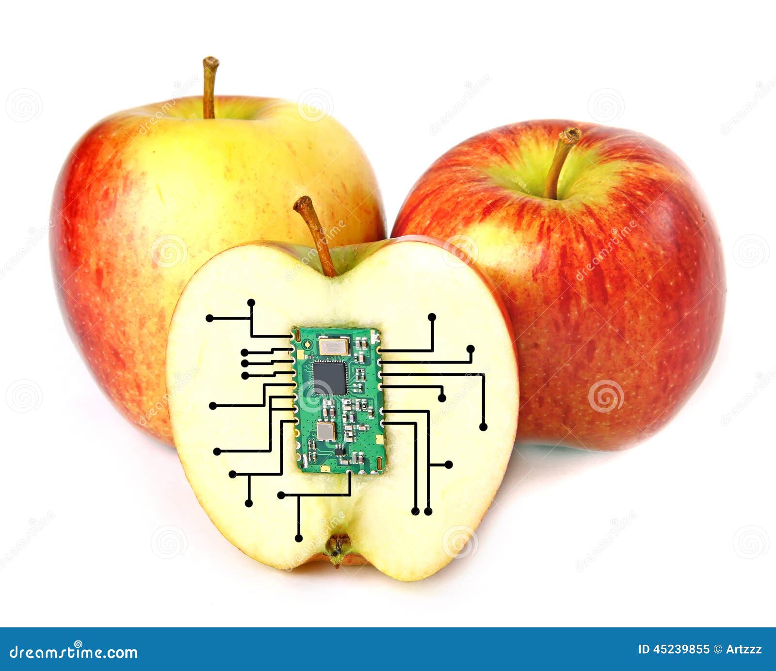 Electronic apples stock image. Image of future, board - 45239855
