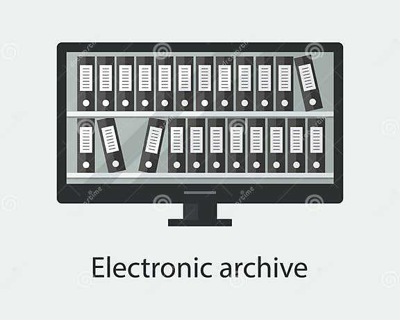 Electronic Archive Concept. Folders with Documents in the Computer ...