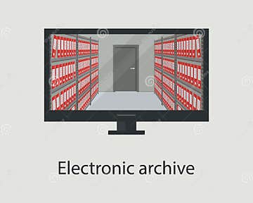 Electronic Archive Concept. Folders with Documents in the Computer ...