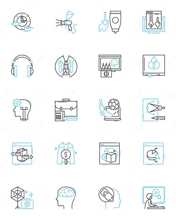 Electronic Art Linear Icons Set. Digital, Multimedia, Interactive, Code ...