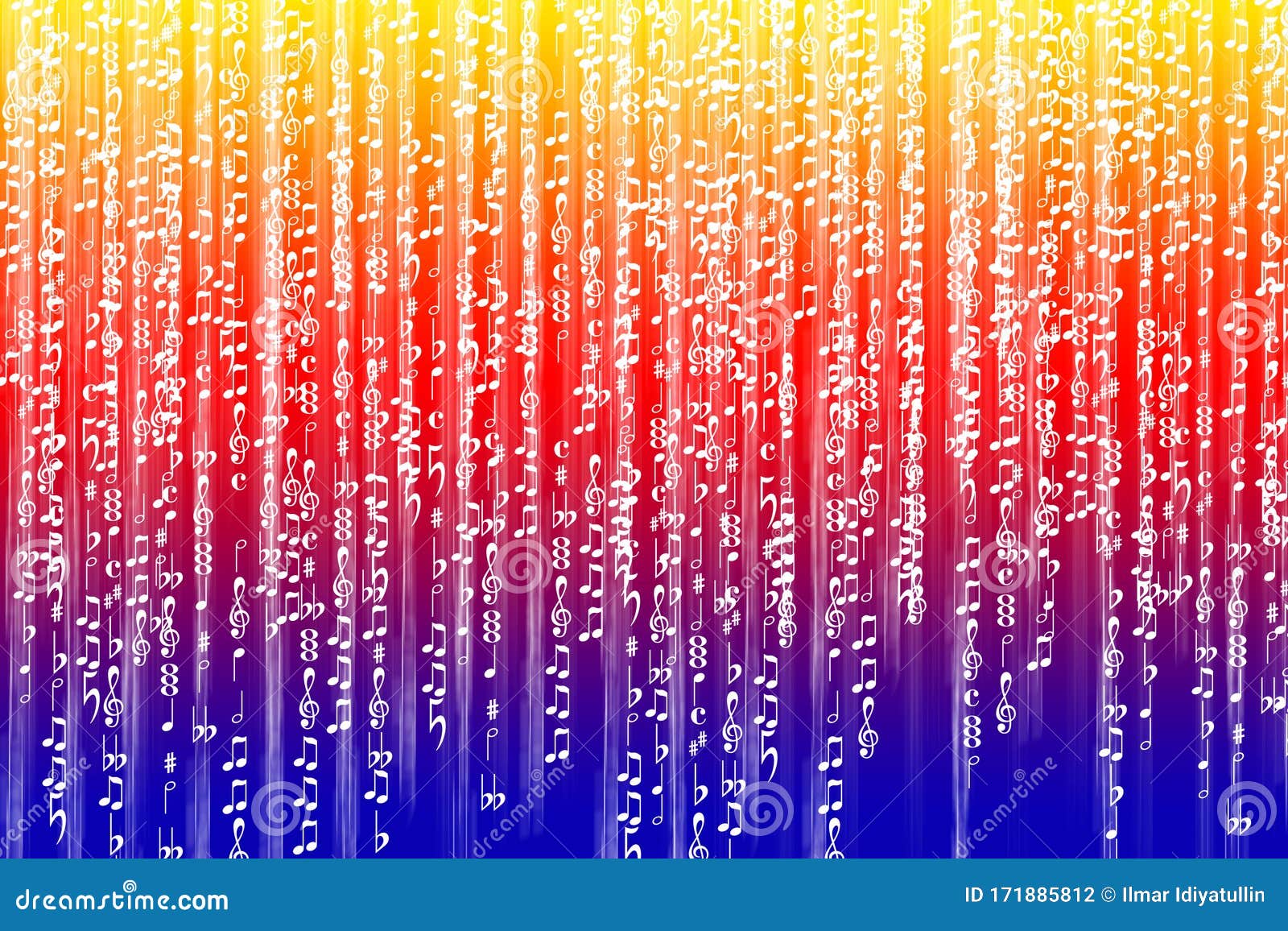 Electronic, Artificial Music. the Stream of Symbols of Musical Notes in ...