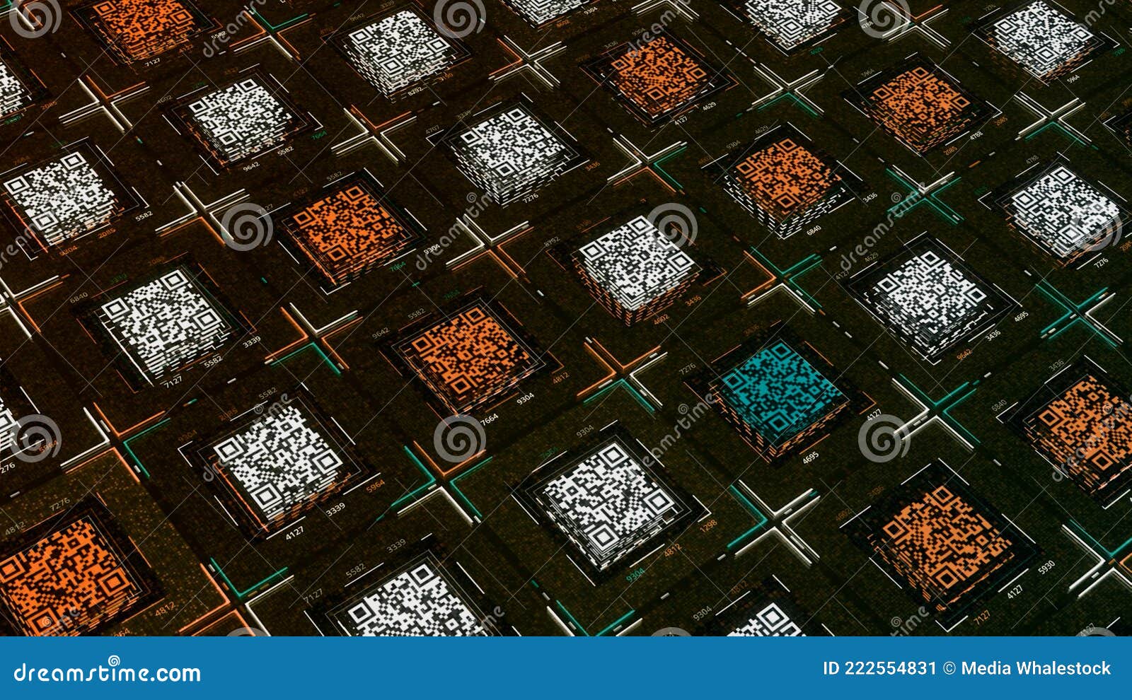 Electronic Background With Qr Codes. Animation. Data Base With Qr Codes ...