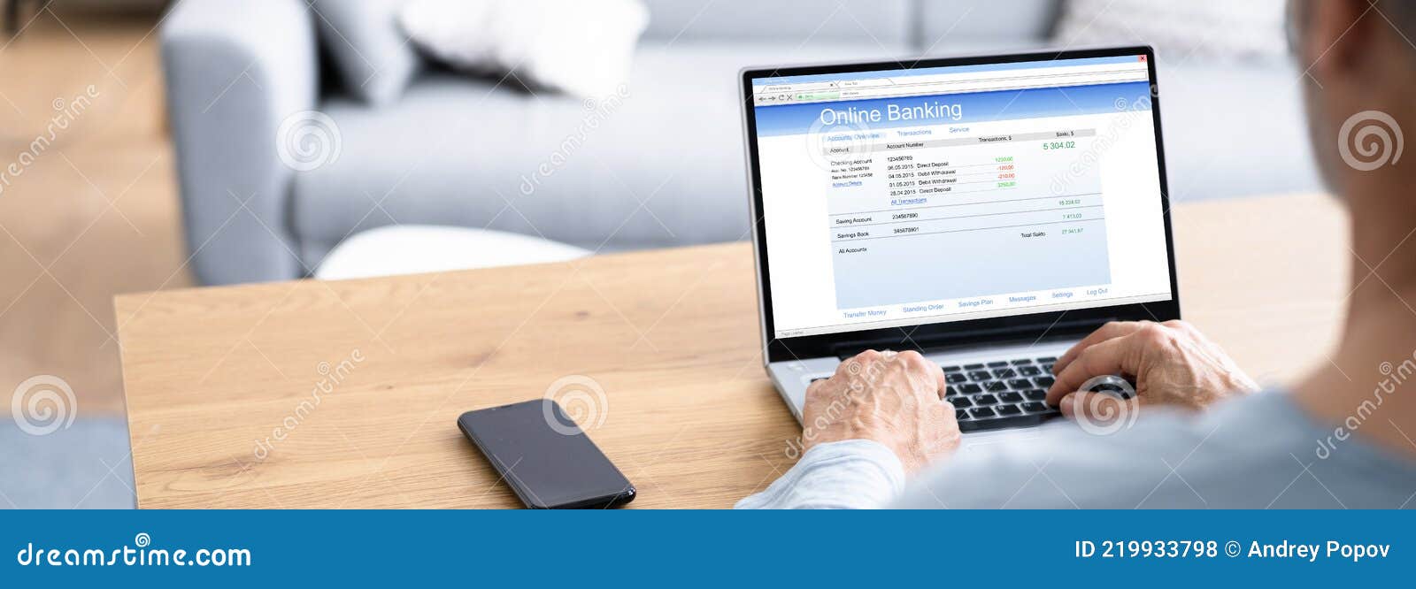 Electronic Bank Statement on Laptop. Checking Account Stock Photo ...