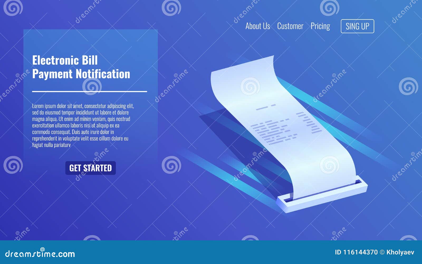 Electronic Bill, Receipt Of Payment, Pay Notification Isometric Vecor ...