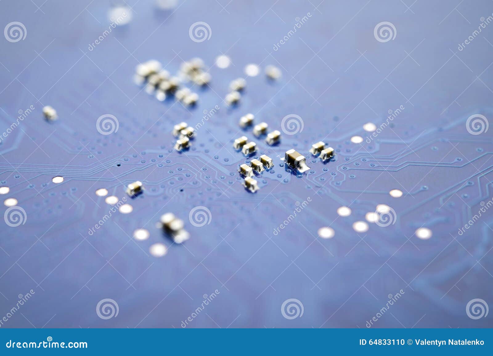 Electronic Blue Circuit Board with Chip Stock Photo - Image of chip ...