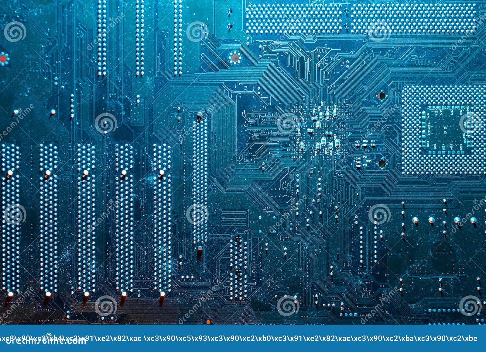 Electronic Blue Circuit Board, Computer Microcircuit Top View ...