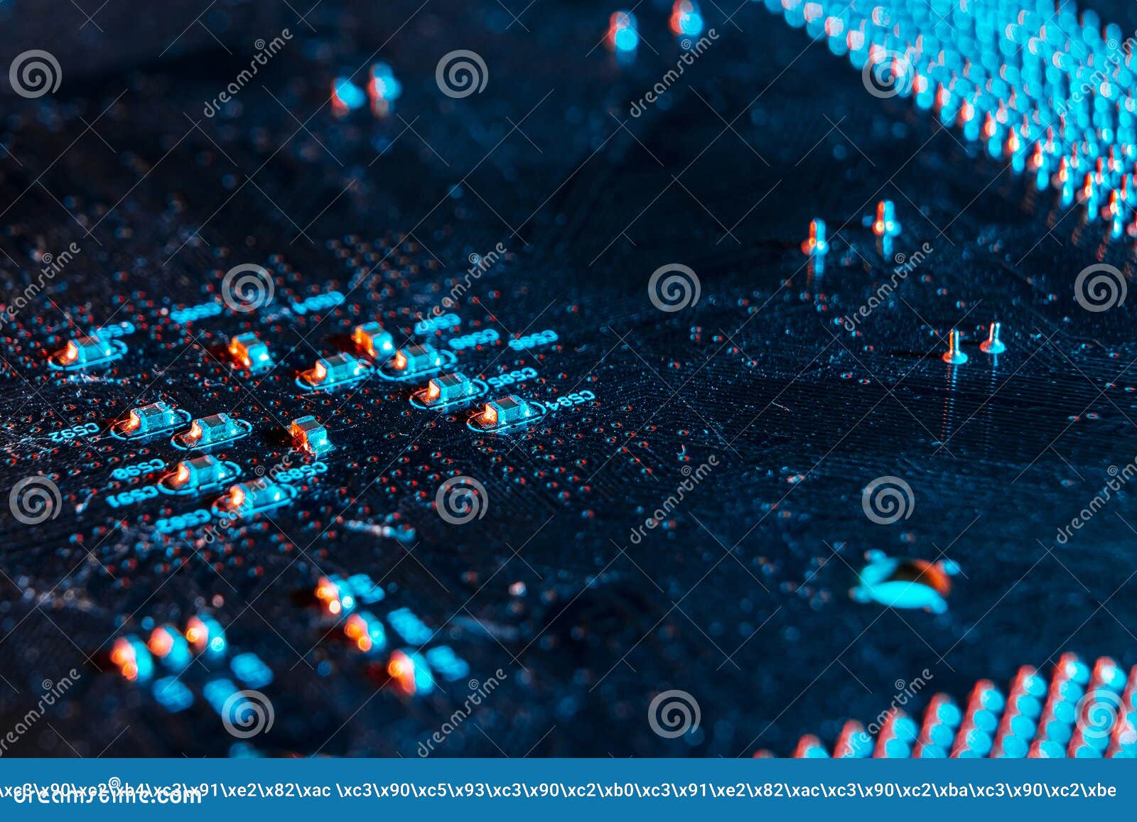 Electronic Blue Circuit Board, Computer Microcircuit Top View ...