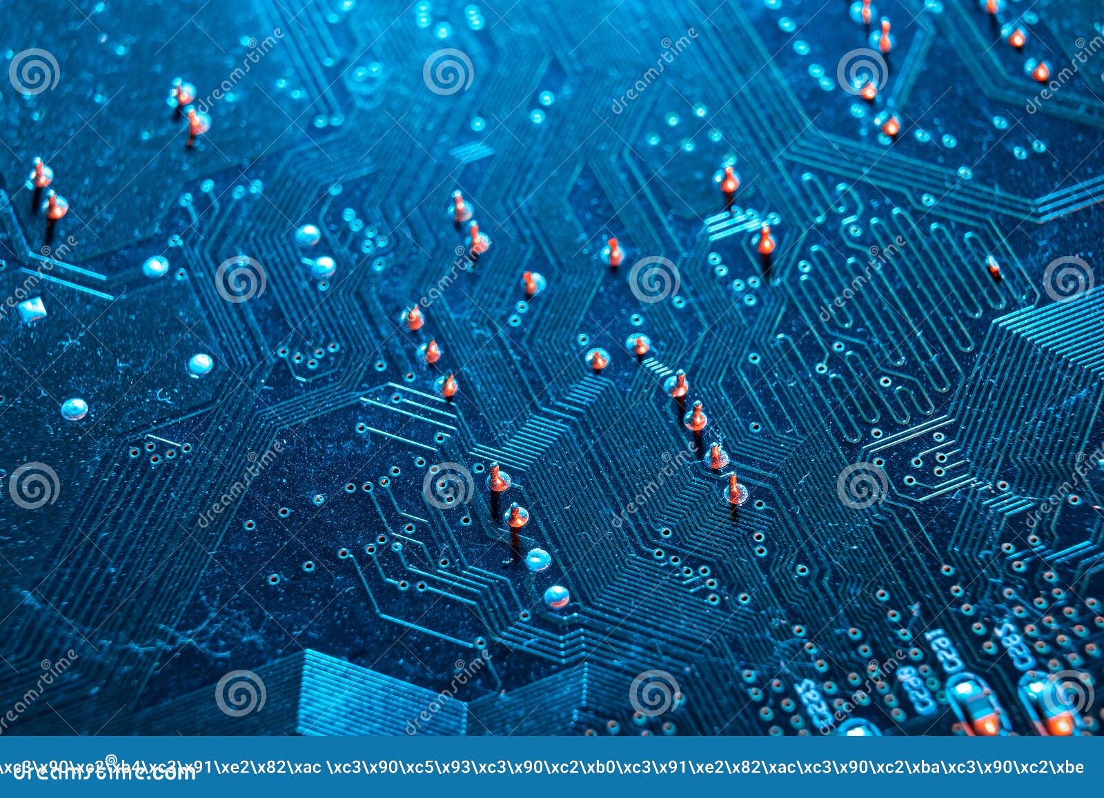Electronic Blue Circuit Board, Computer Microcircuit Top View ...