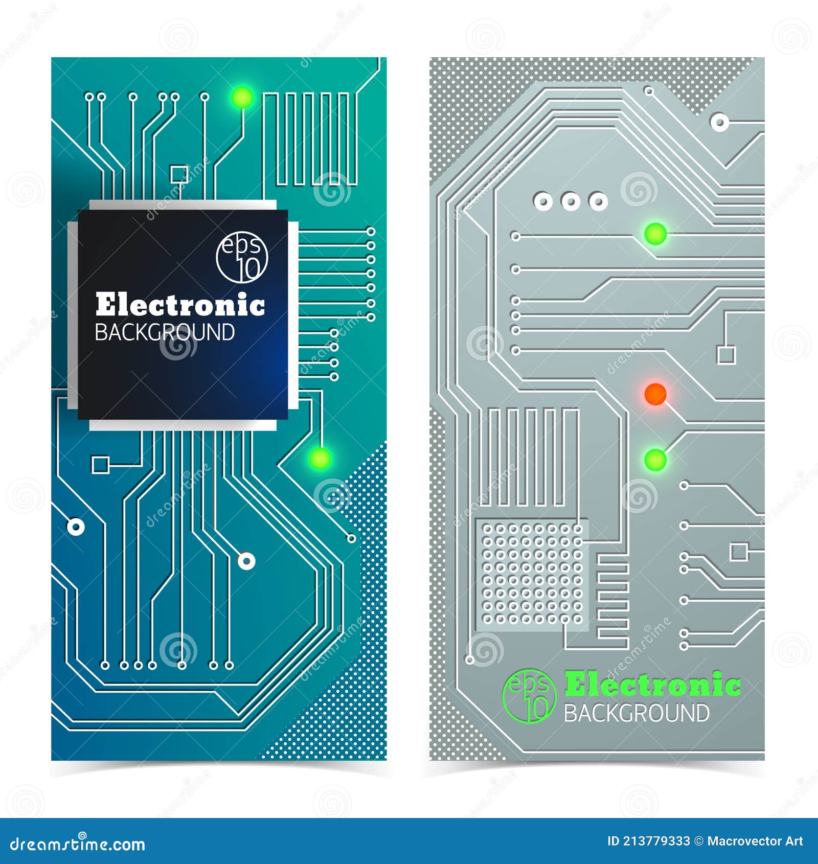 Electronic Board Banners Set Stock Vector - Illustration of electricity ...