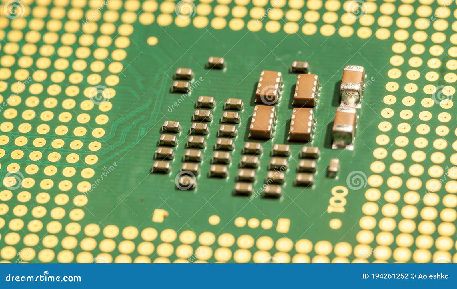 Electronic Board with Chips and Semiconductor Elements. Concept of the ...