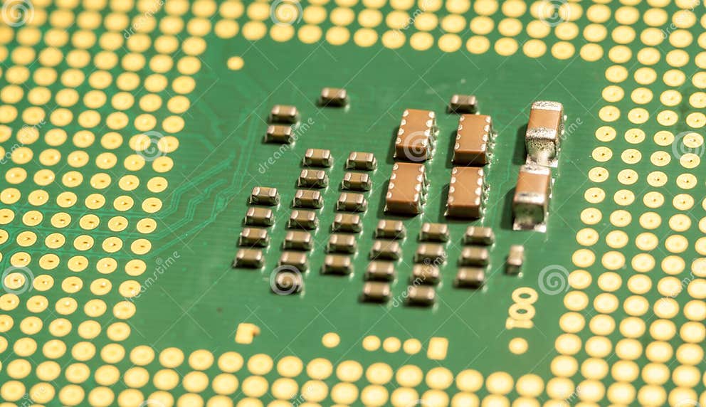 Electronic Board with Chips and Semiconductor Elements. Concept of the Technology of Solid-state ...