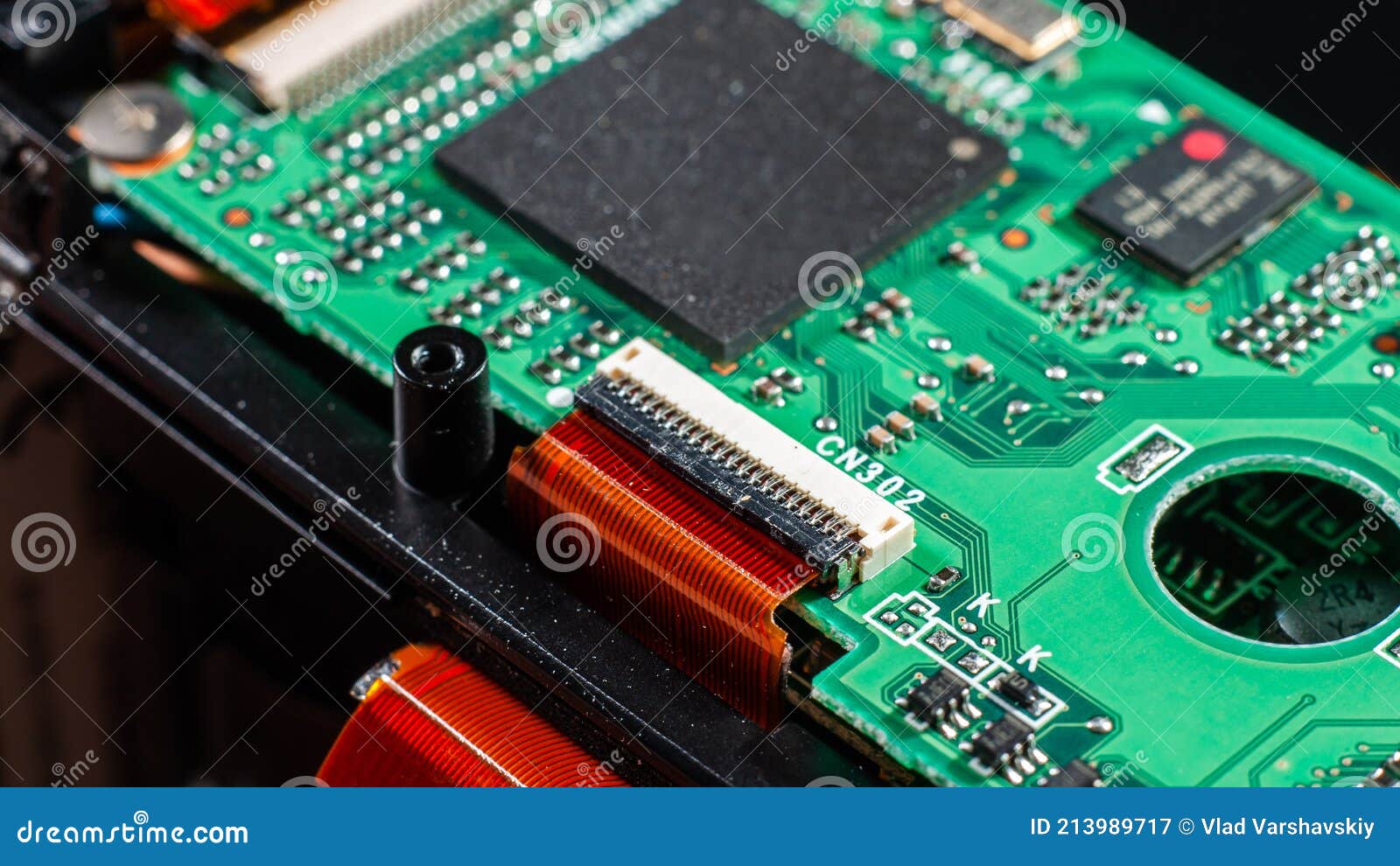 Electronic Board with Connected Flat Cables for Connecting a Chip Close ...