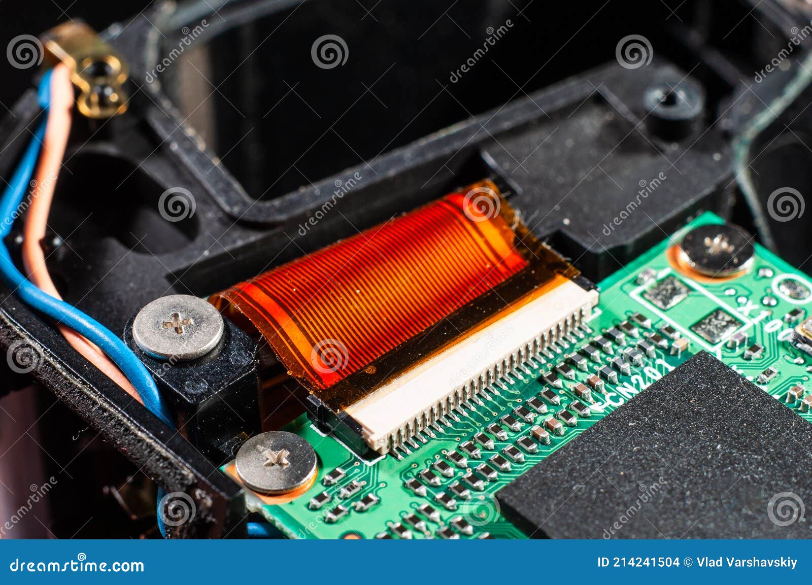 Electronic Board with Connected Flat Cables for Connecting a Chip Close ...