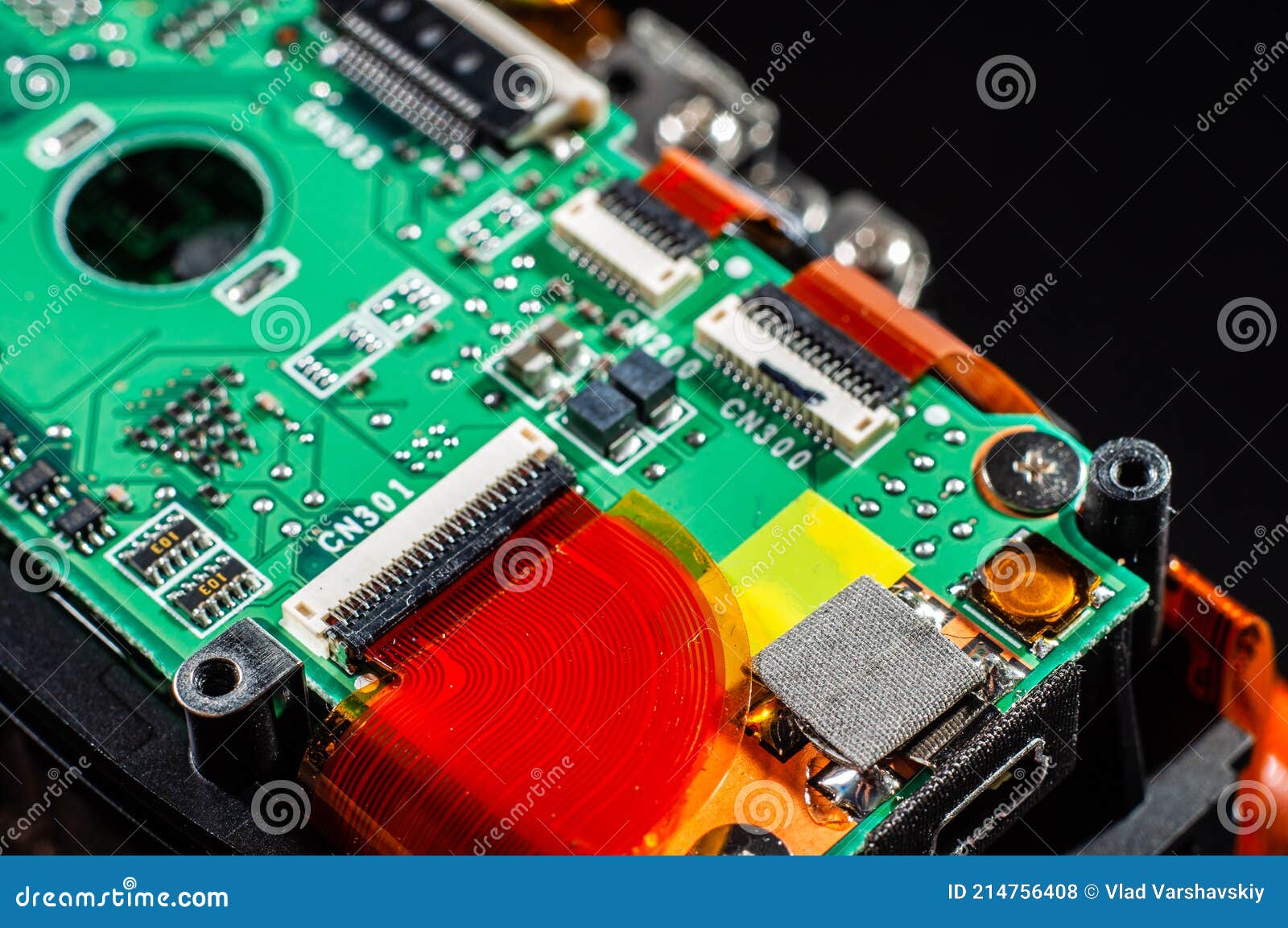 Electronic Board with Connected Flat Cables for Connecting a Chip Close ...