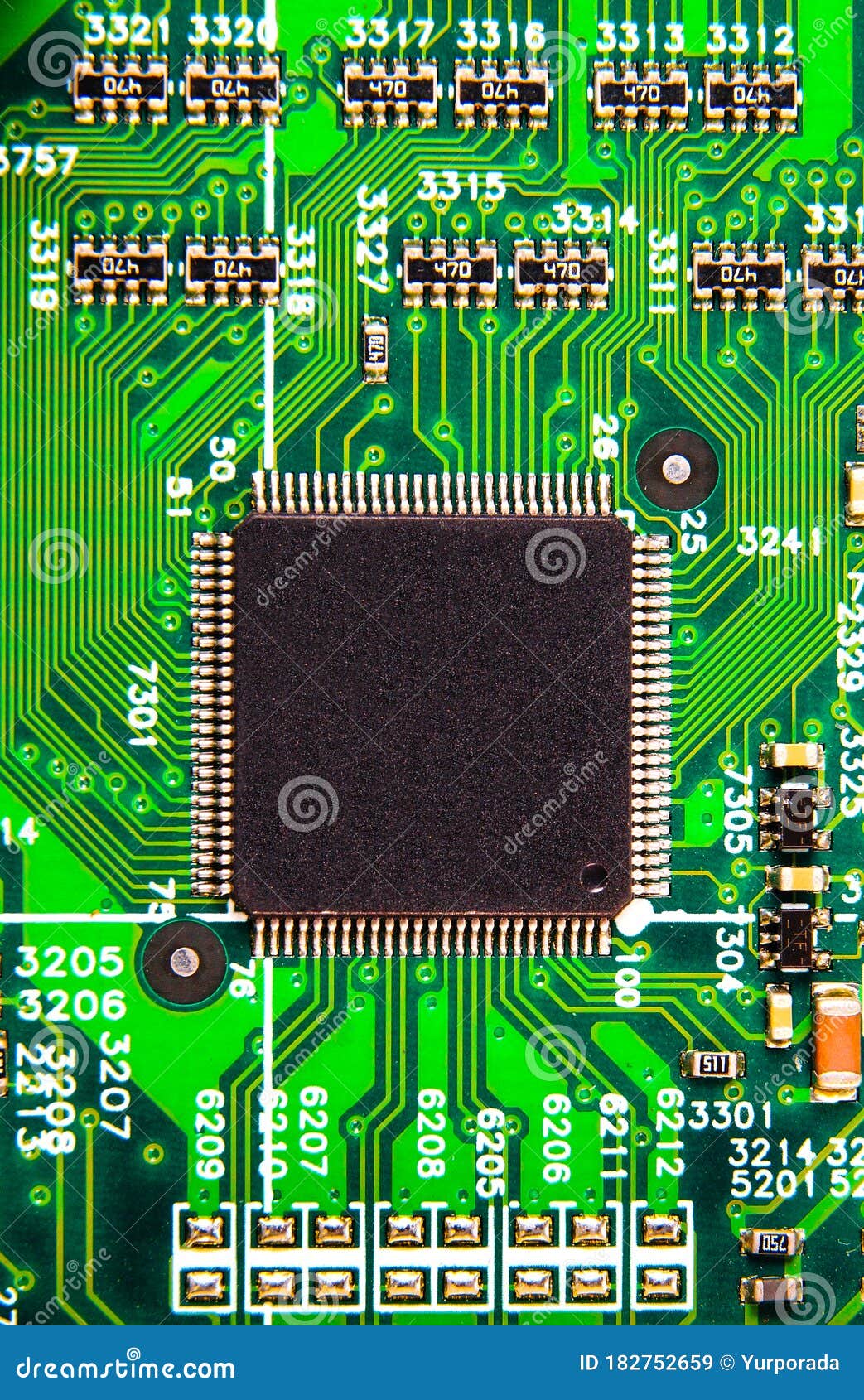 A Electronic Board with Digital Chip or Microcircuit Vertical ...