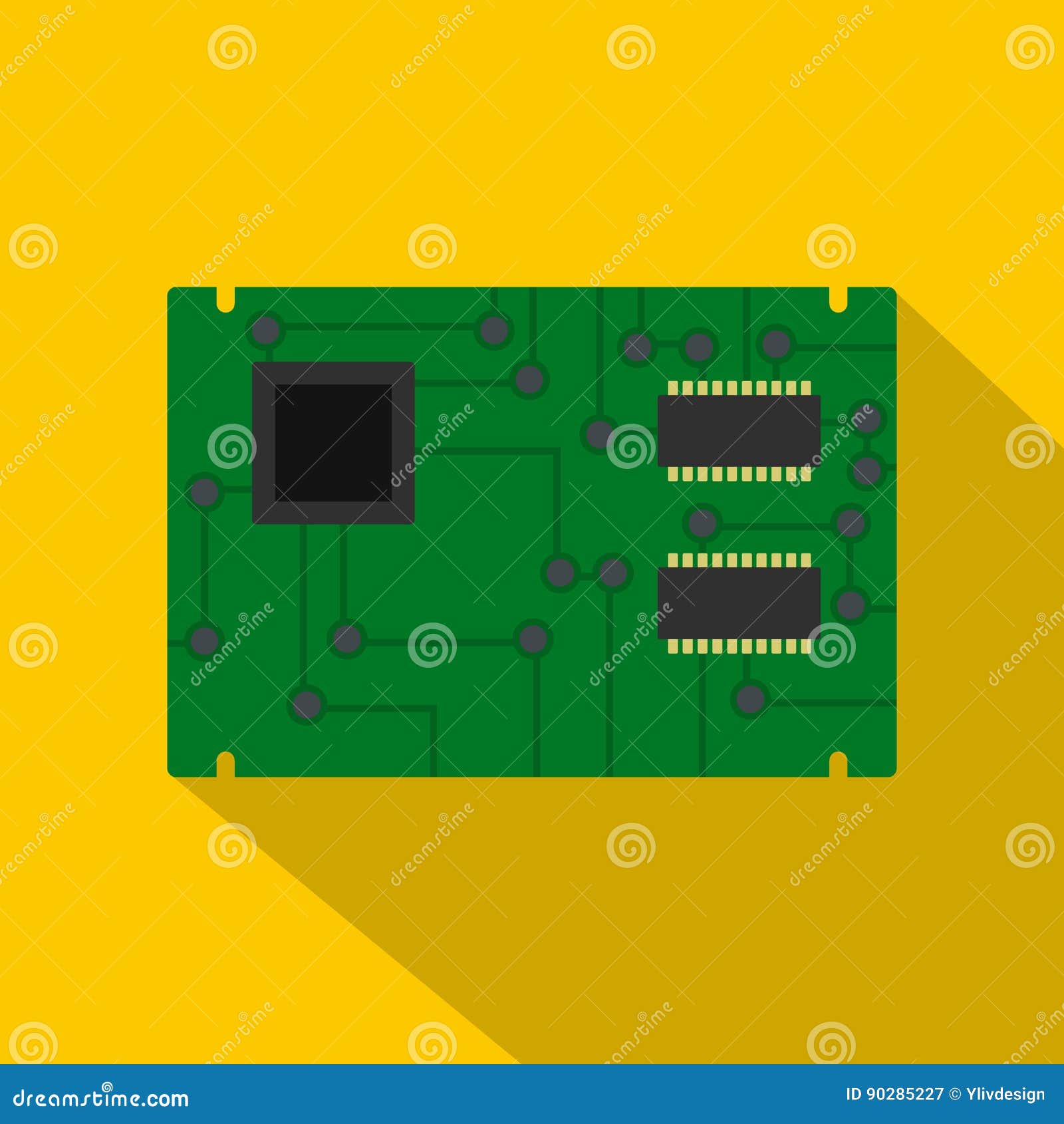 Electronic Board Icon, Flat Style Stock Vector - Illustration of green ...