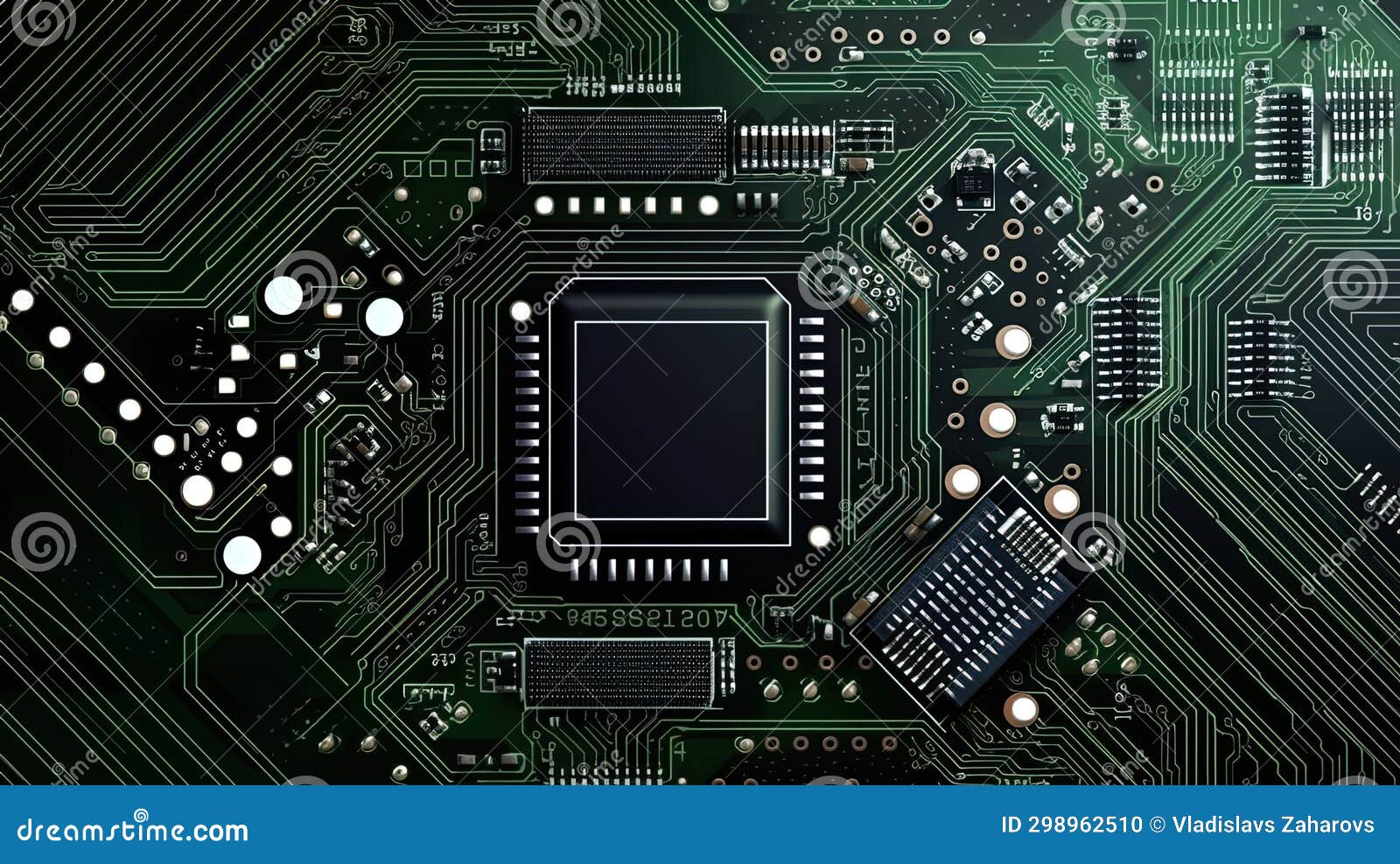 Electronic Board with an Installed Microprocessor, Top View Stock ...
