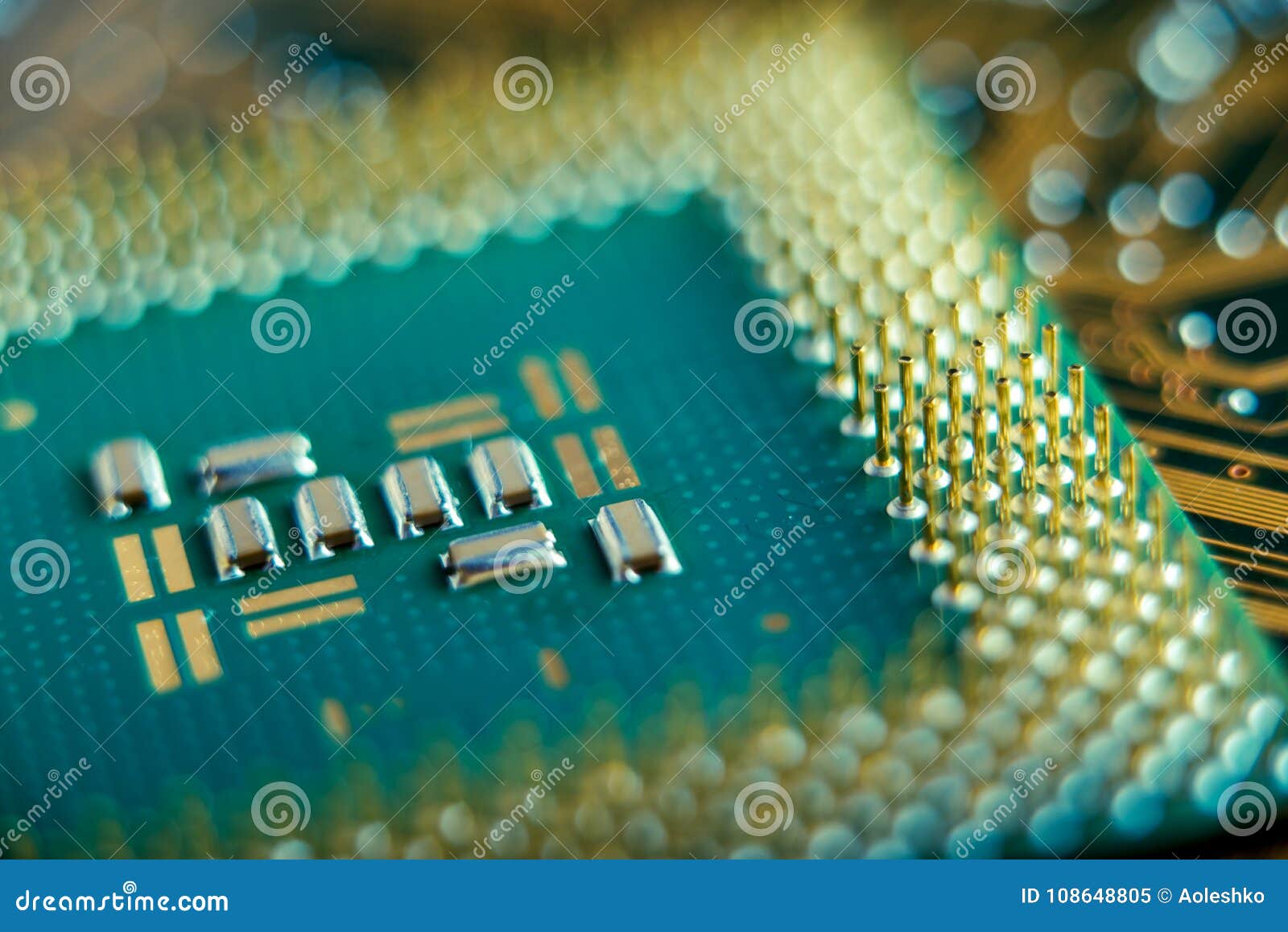 Electronic Board with Semiconductor Elements Closeup. Concept of the Technology of Solid-state ...