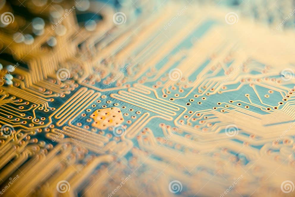 Electronic Board with Semiconductor Elements Closeup. Concept of the Technology of Solid-state ...