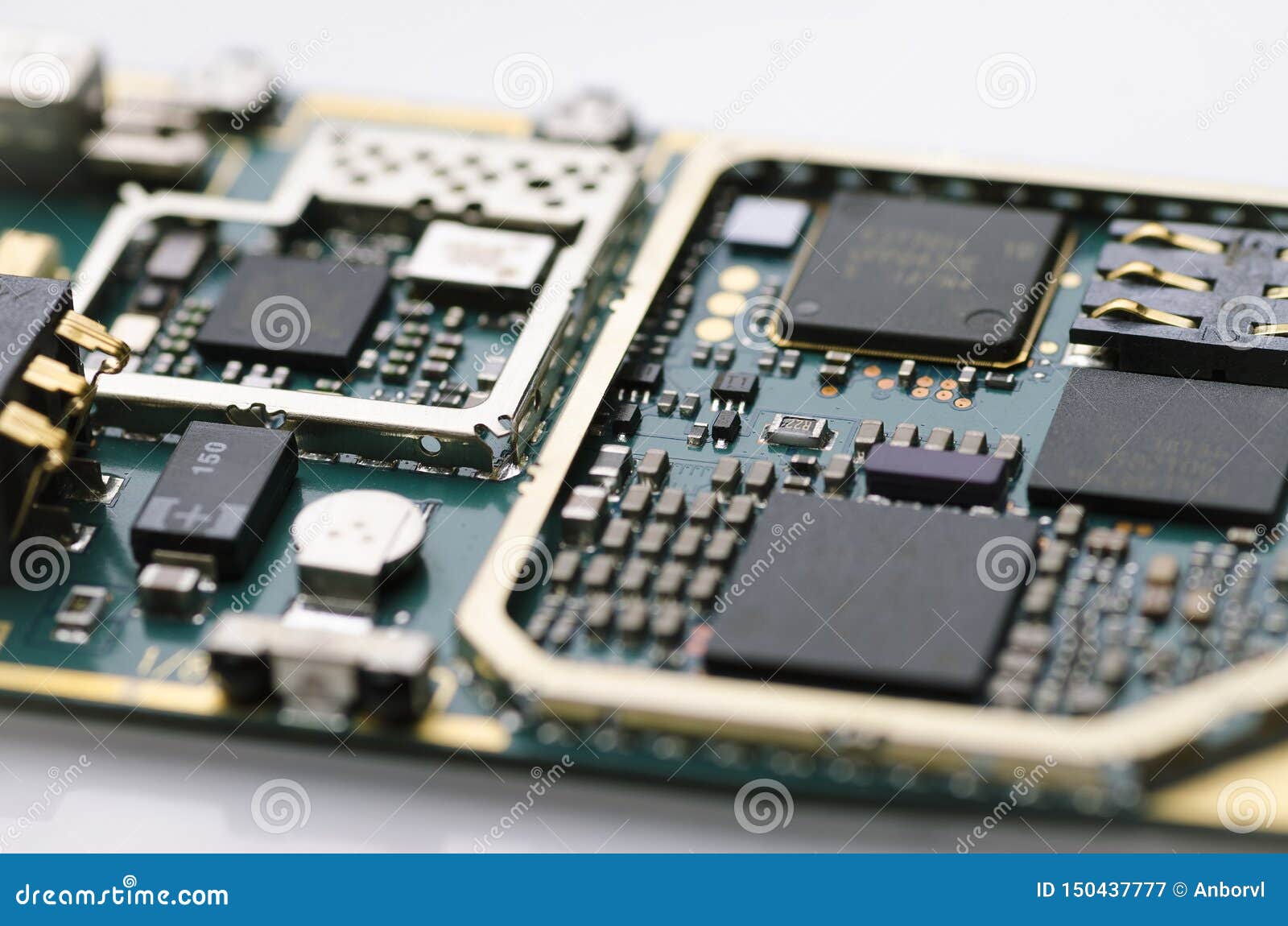 Electronic Board with Processors and Semiconductor Components Close-up ...