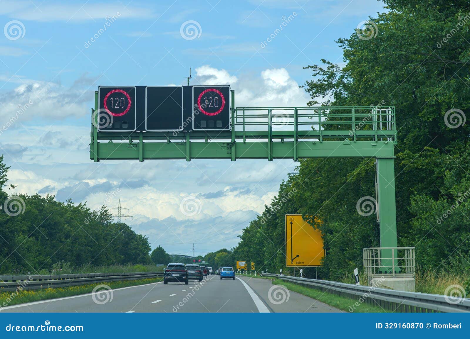 Electronic Board and Road Signs on the Motorway Stock Photo - Image of ...