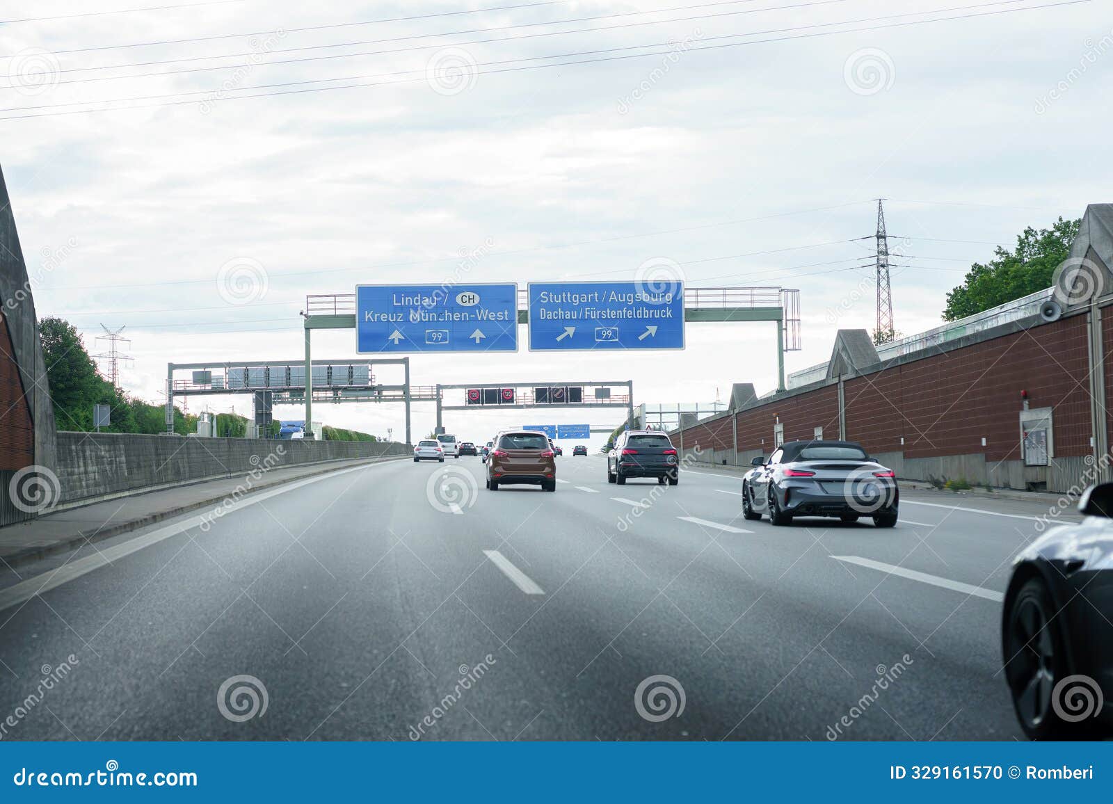 Electronic Board and Road Signs on the Motorway Stock Photo - Image of ...