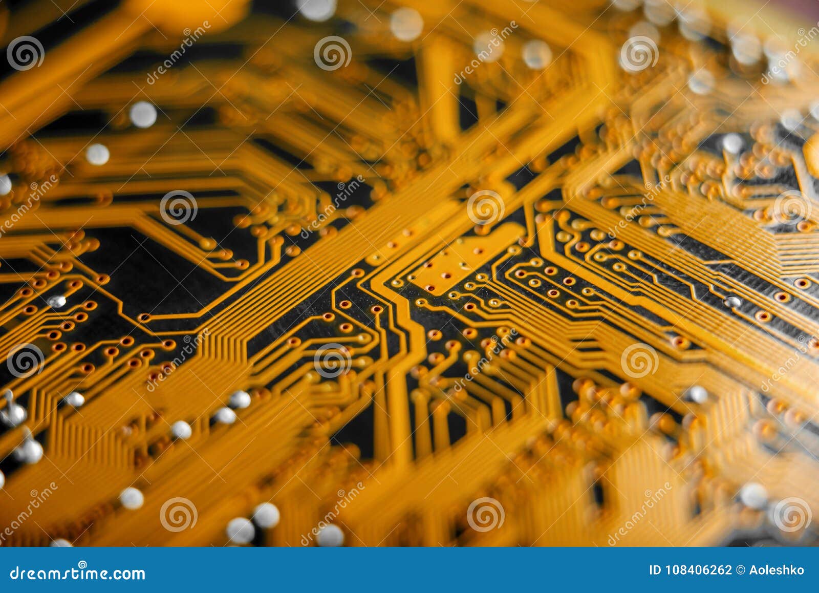 Electronic Board with Semiconductor Elements Closeup. Concept of the Technology of Solid-state ...