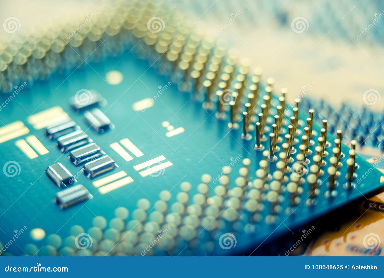 Electronic Board with Semiconductor Elements Closeup. Concept of the Technology of Solid-state ...