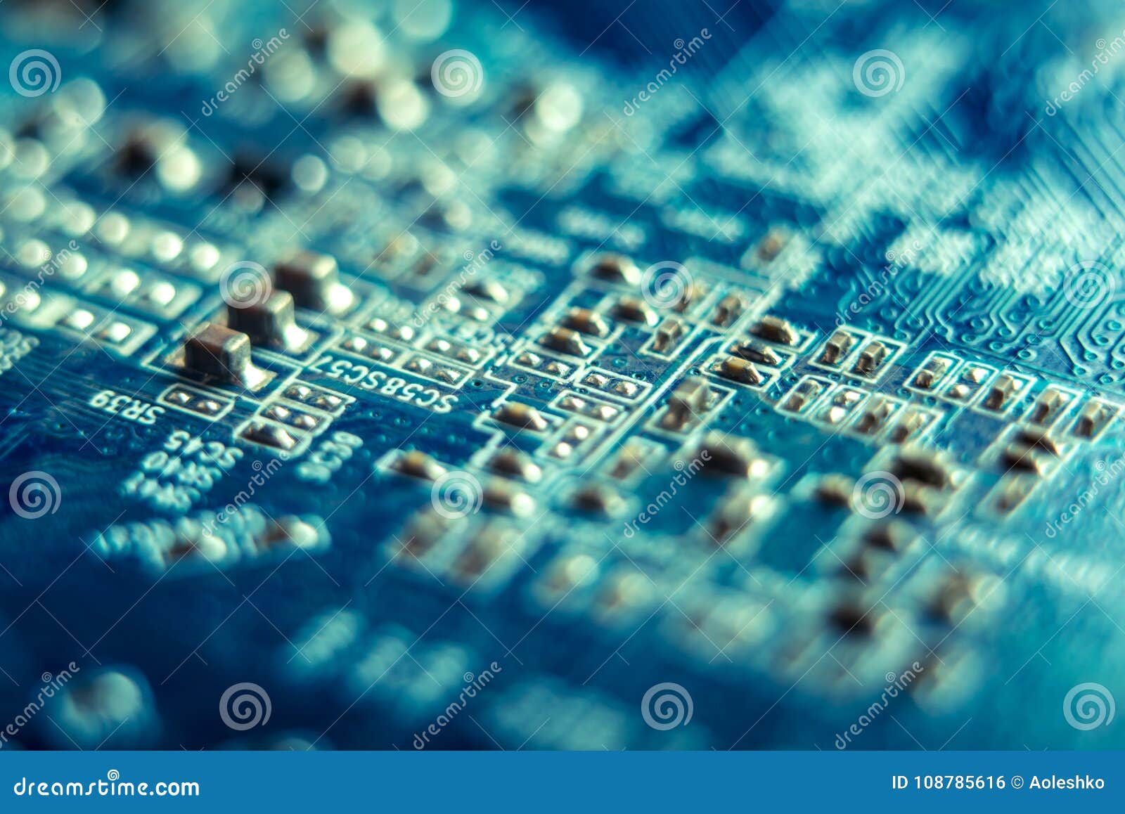 Electronic Board with Semiconductor Elements Closeup. Concept of the Technology of Solid-state ...