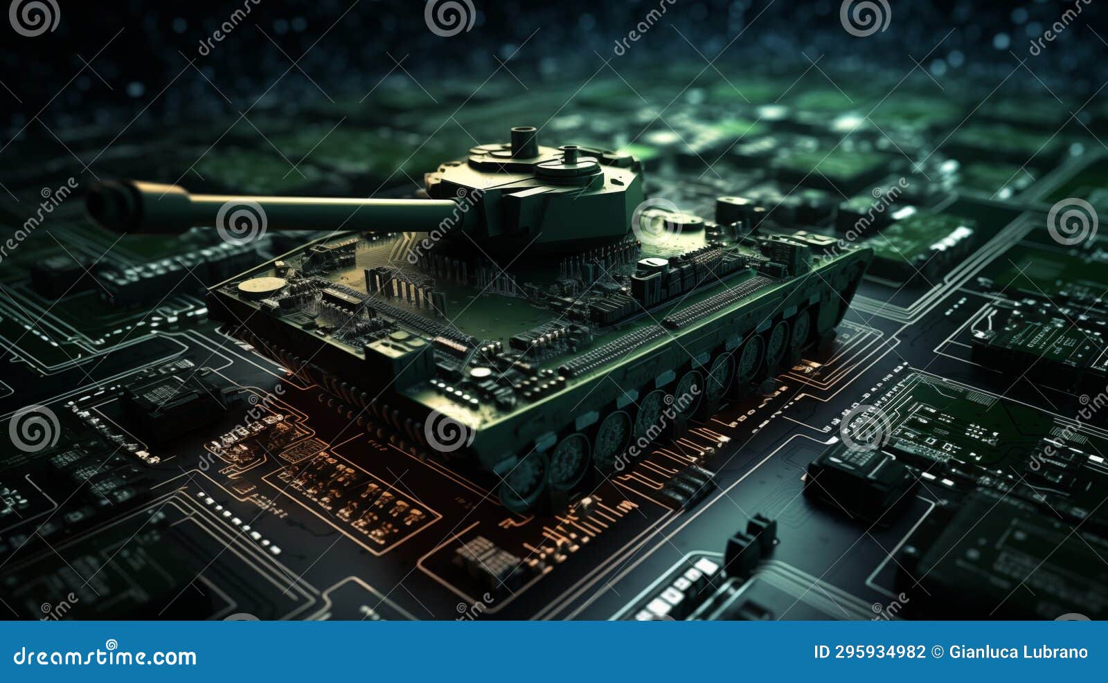 Electronic Board with Tank-shaped Processor Stock Illustration ...