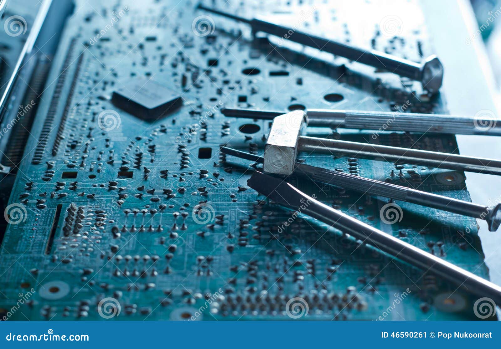 Electronic Board and Tools Repairs, Toned Blue Concept Stock Image ...