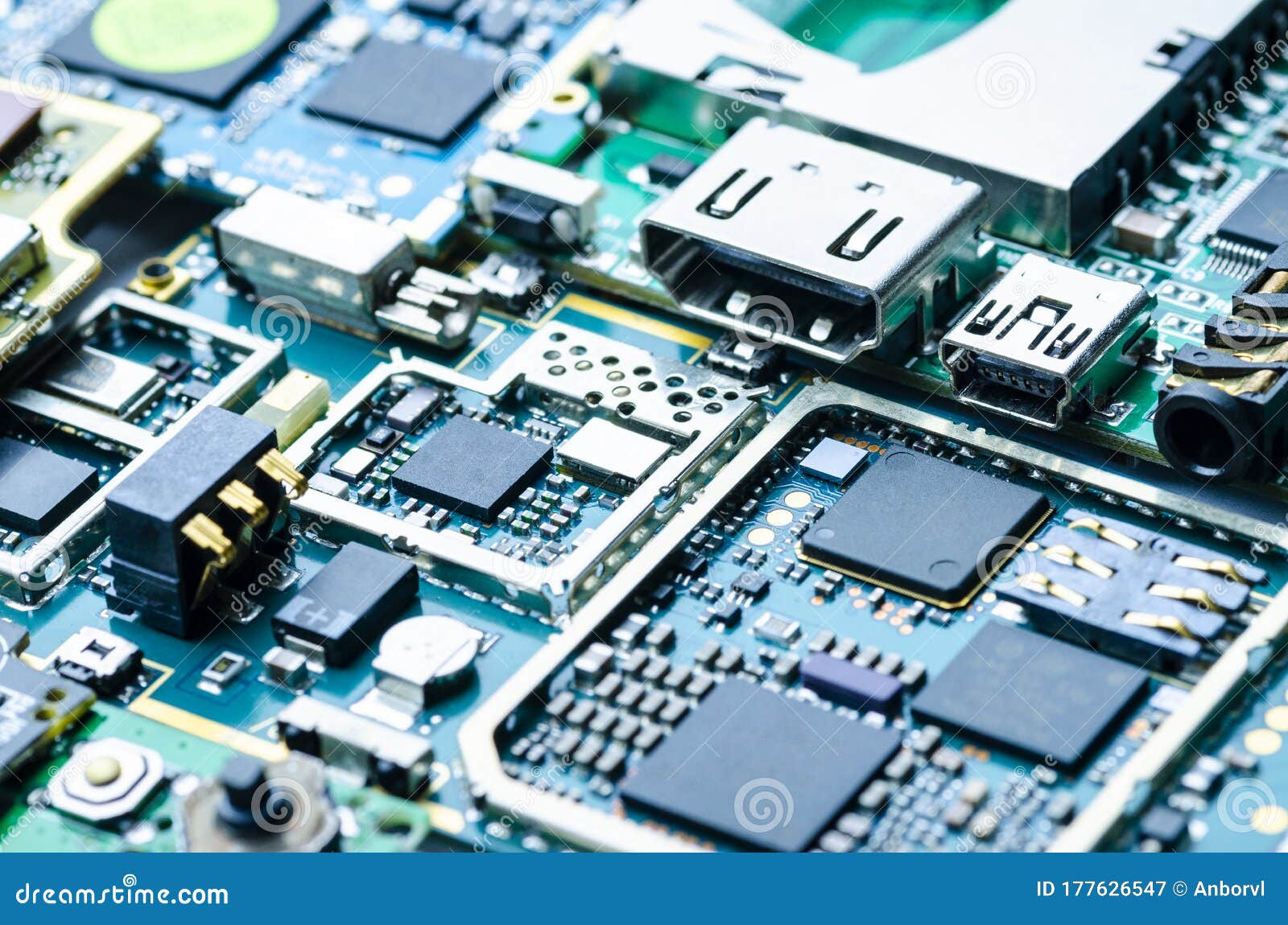 Electronic Boards Close-up with Chips and Electronic Components Stock ...