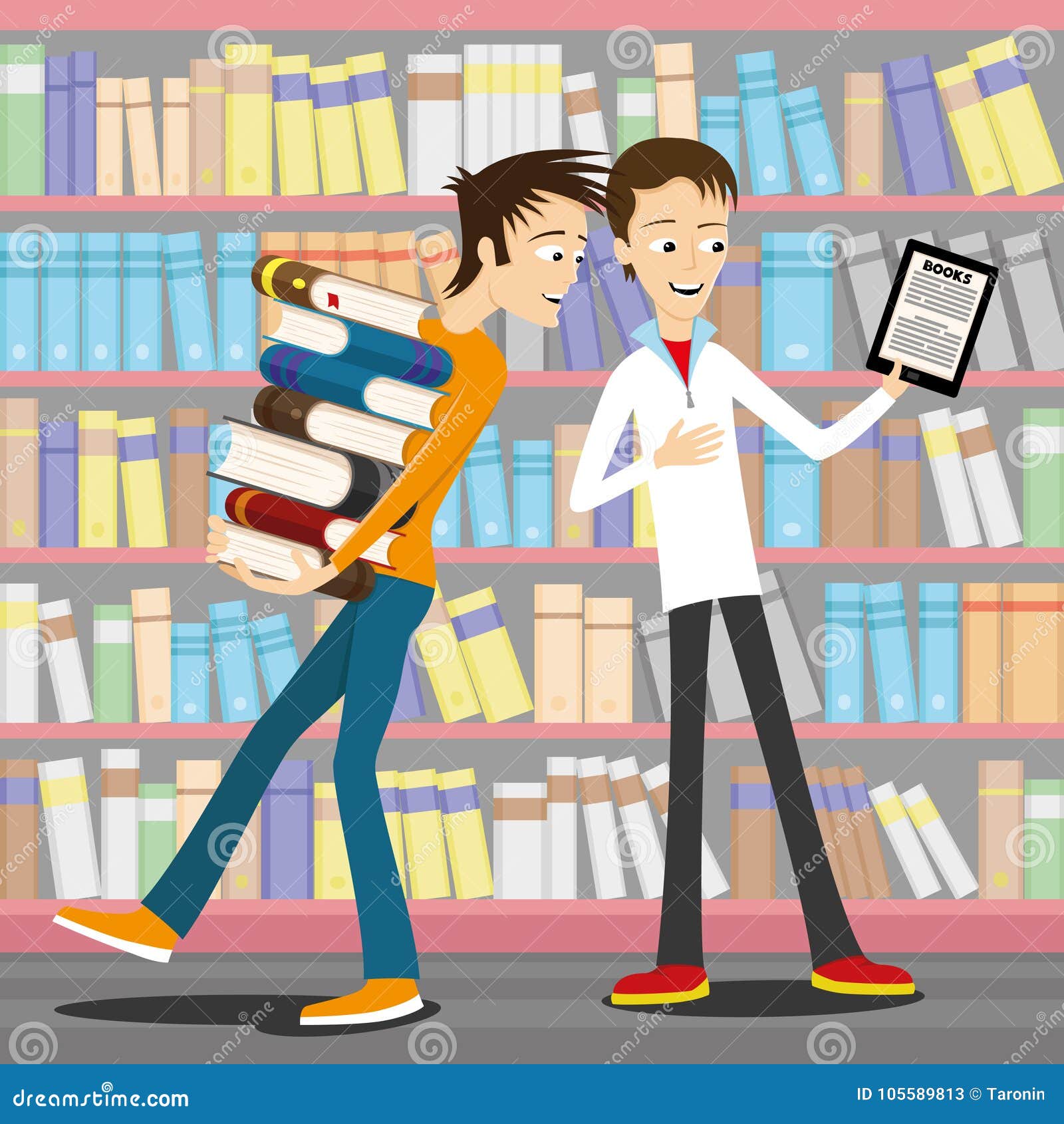 Electronic book in hand. stock vector. Illustration of young - 105589813