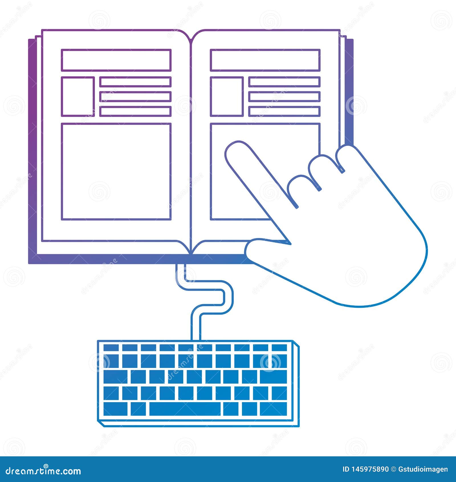 Electronic Book with Hand and Keyboard Stock Illustration ...