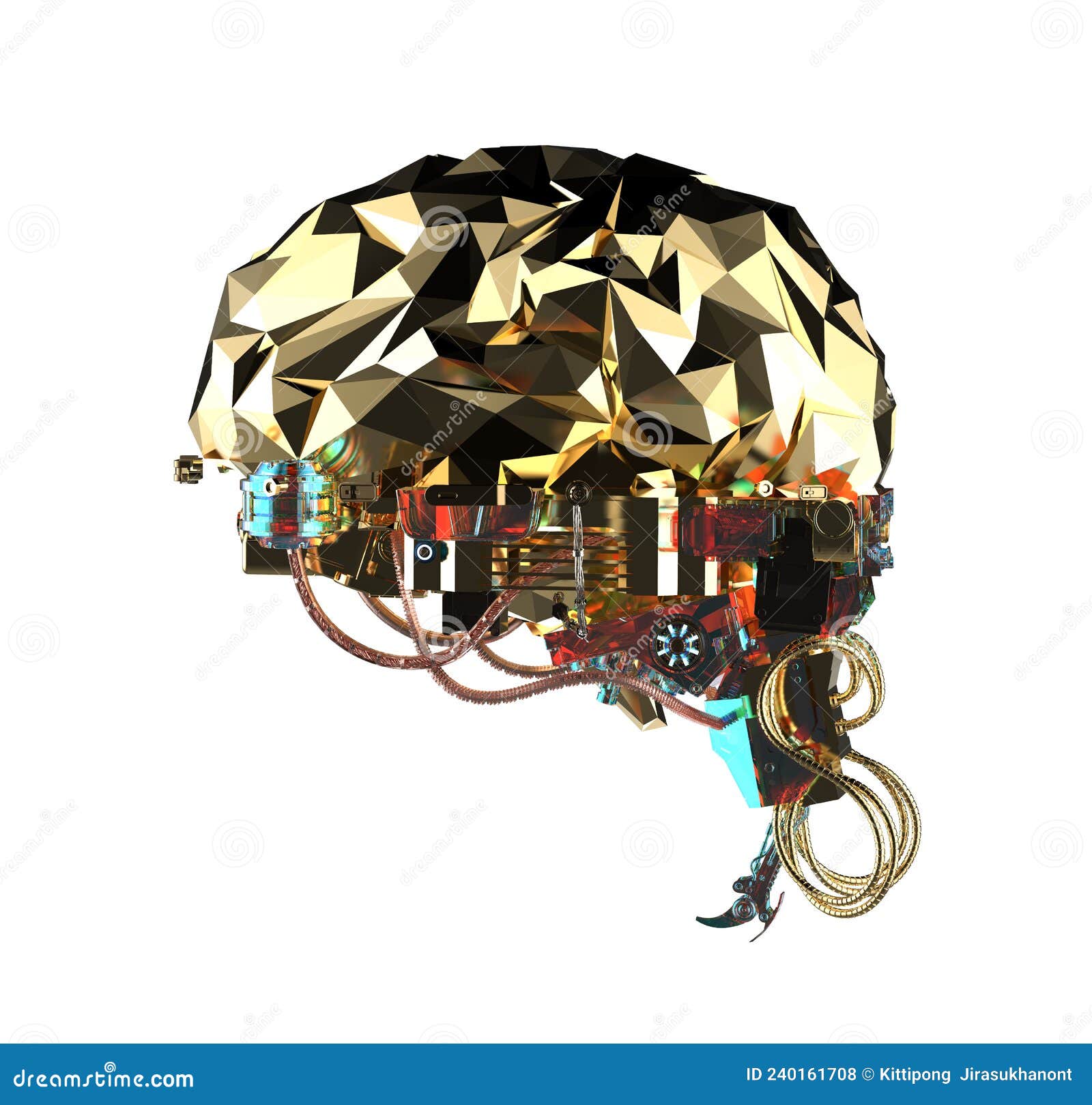 Electronic Brain with Connection Line Stock Illustration - Illustration ...