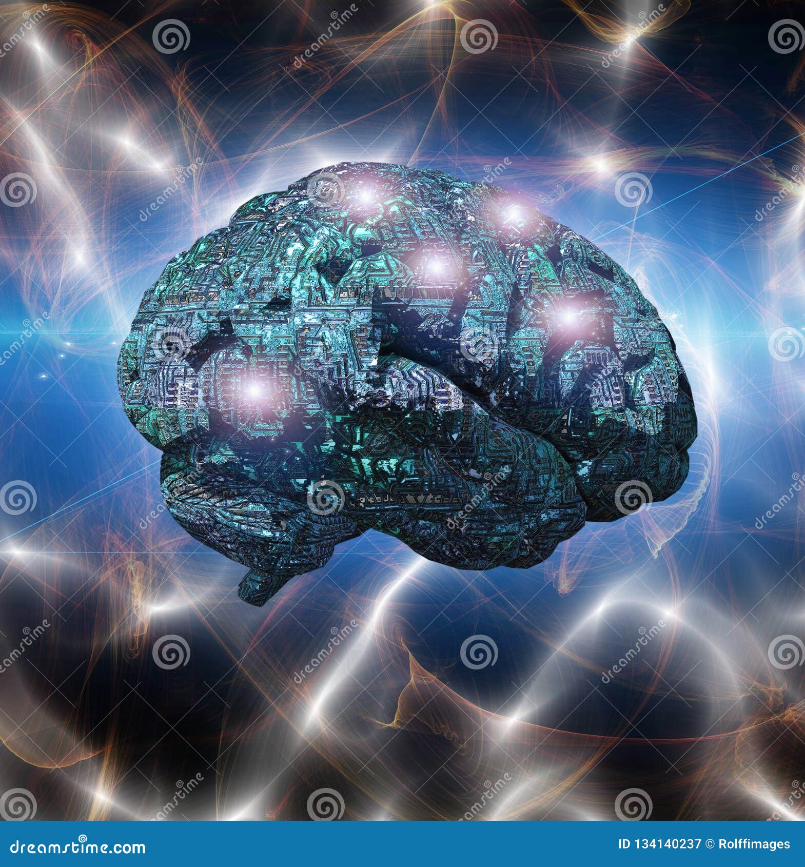 Electronic Brain System Artificial Intelligence. Vector Illustration ...