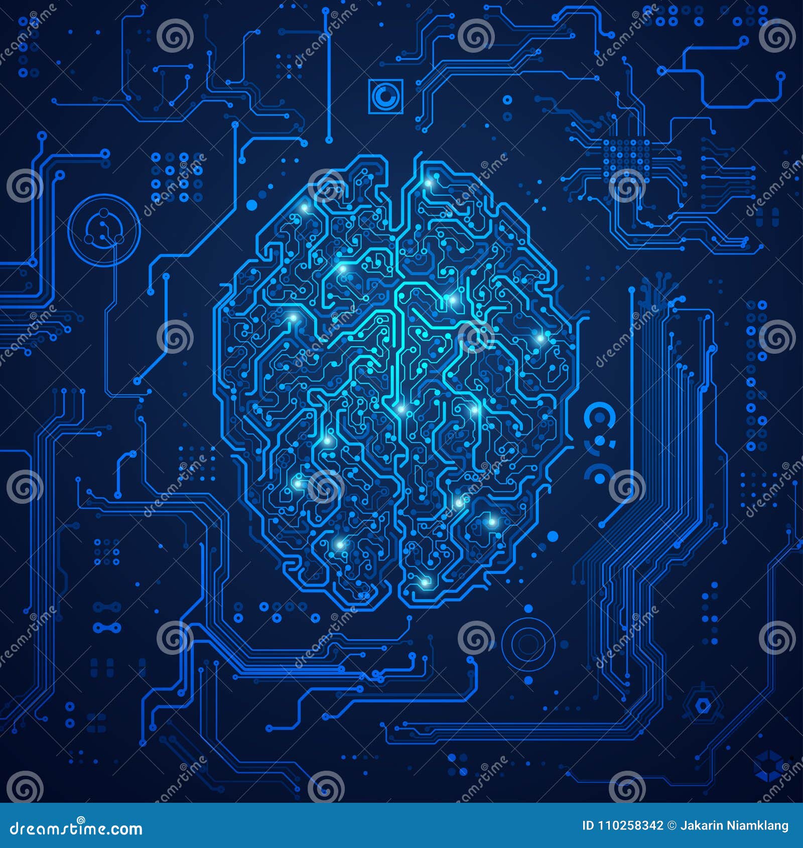 Electronic brain stock vector. Illustration of creativity - 110258342