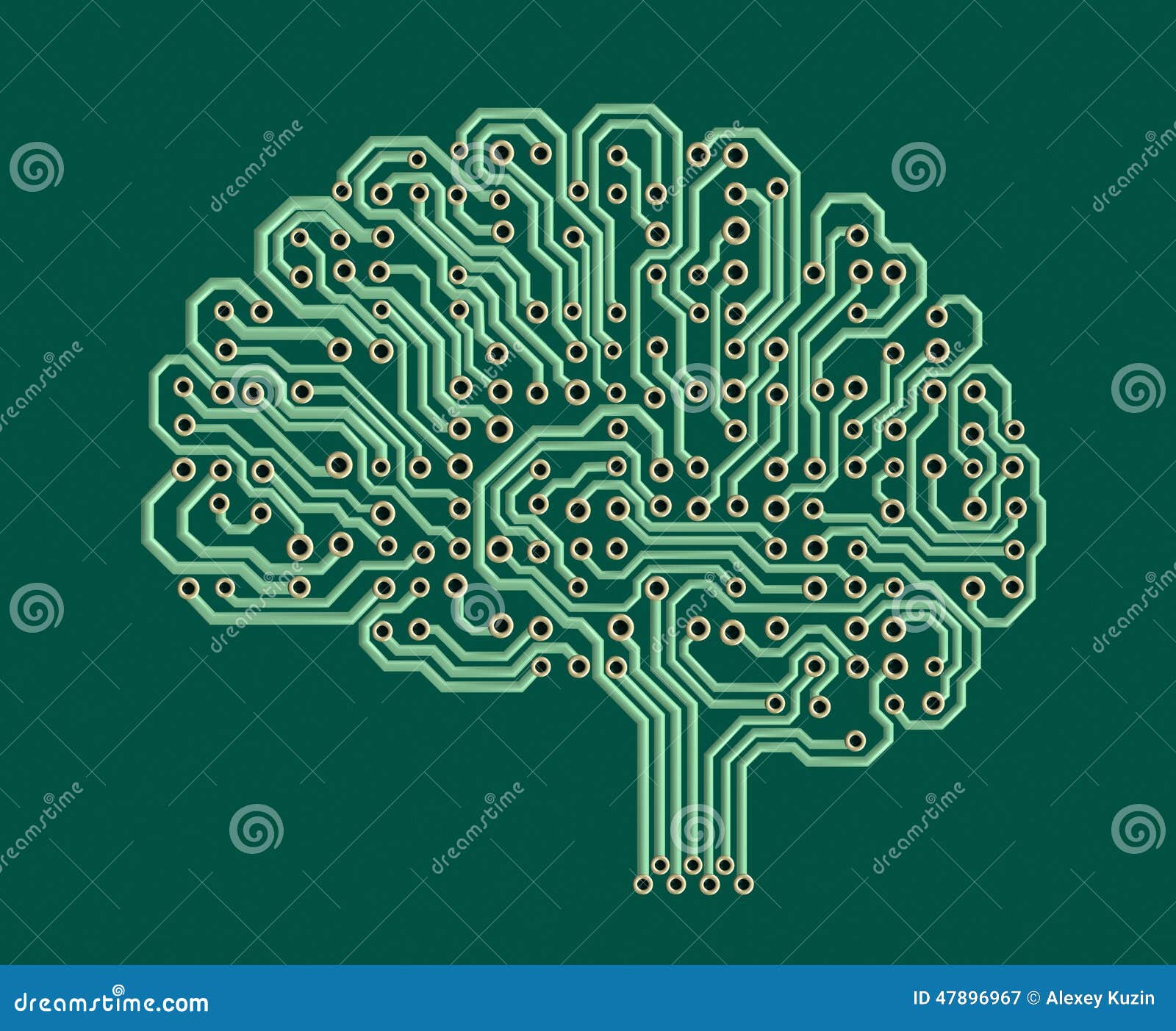 Electronic Brain System Artificial Intelligence. Vector Illustration ...