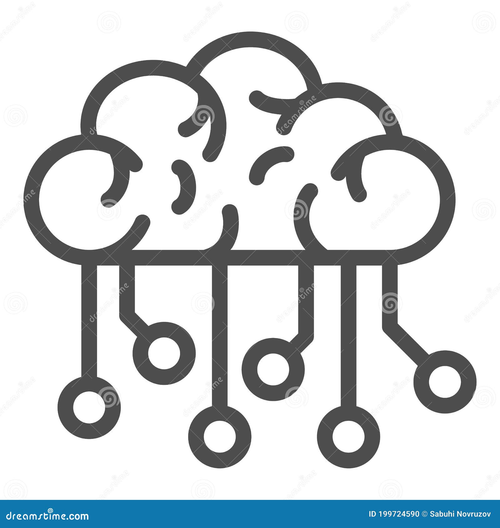 Electronic Brain Line Icon, Robotization Concept, Neural Network Sign ...