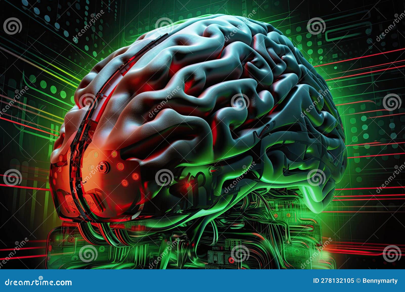 Electronic Brain and Neural Network Stock Illustration - Illustration of deep, machine: 278132105
