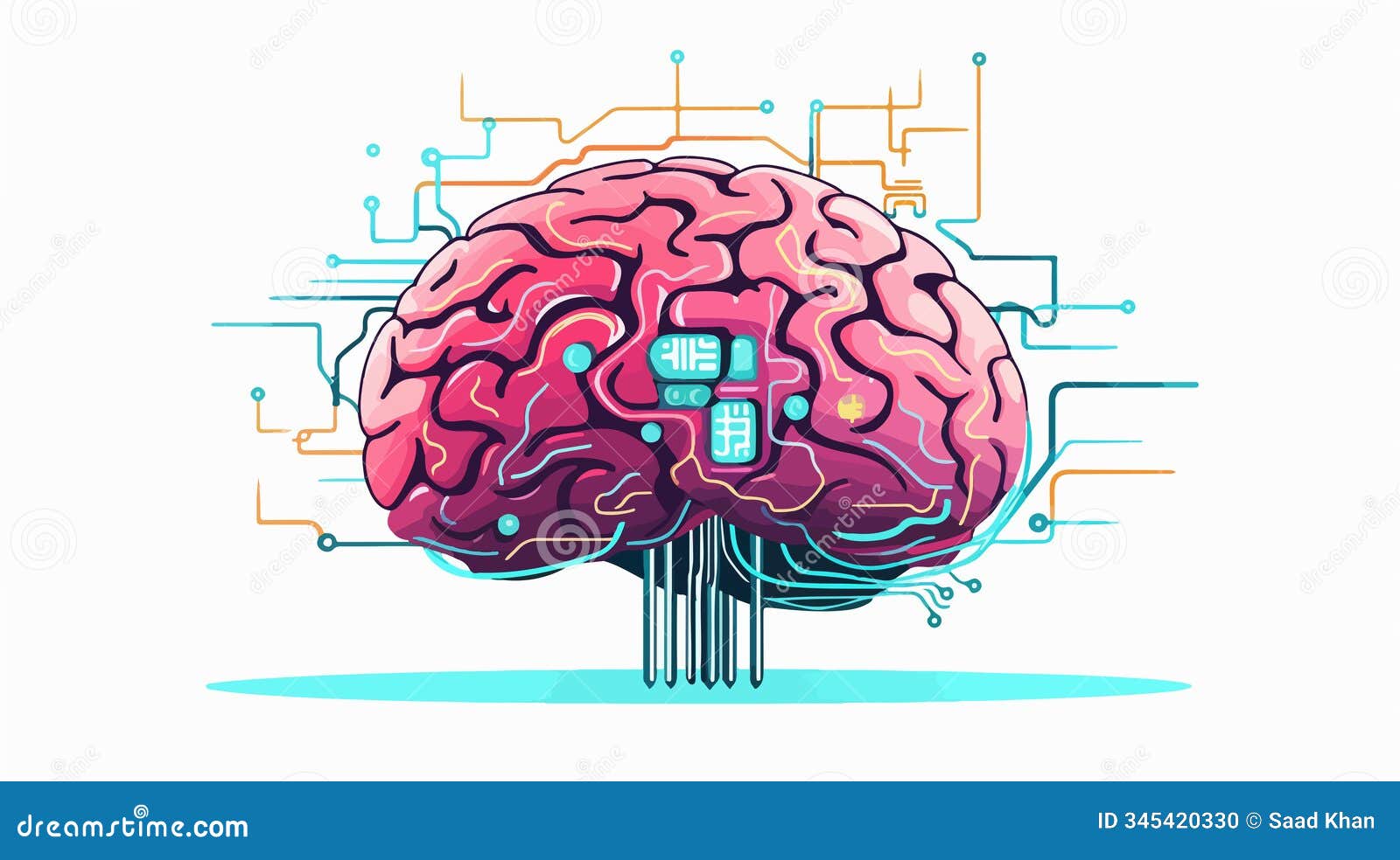 Electronic Brain Vector Logo Cartoon | CartoonDealer.com #345420330