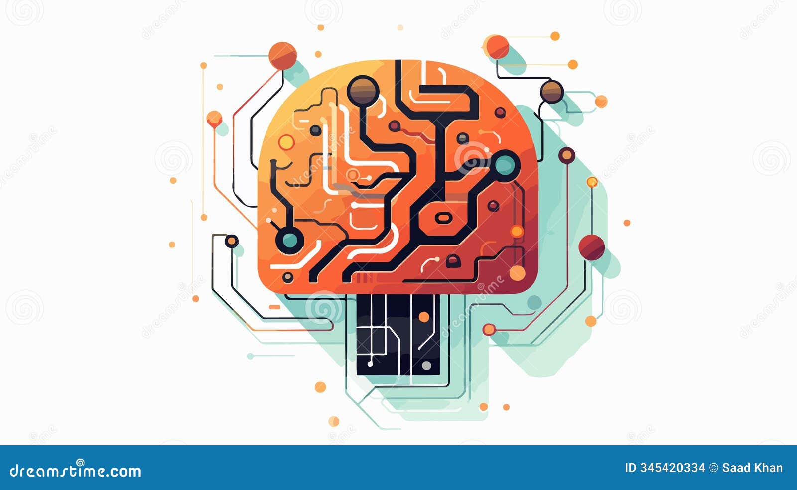 Electronic Brain Vector Logo Cartoon Stock Vector - Illustration of ...