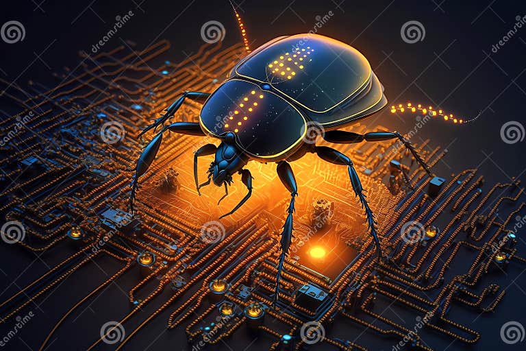 Electronic Bug on Circuit. Computer Virus Concept. Spy Bug. Stock ...