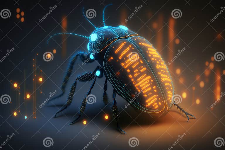 Electronic Bug on Circuit. Computer Virus Concept. Spy Bug. Generative ...