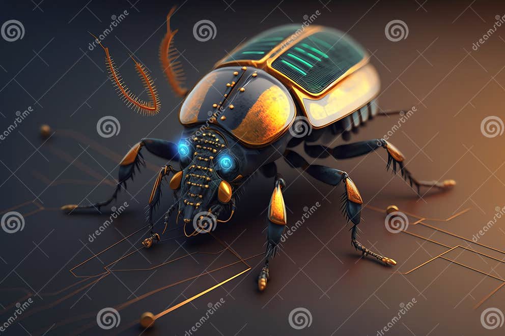 Electronic Bug on Circuit. Computer Virus Concept. Spy Bug. Generative ...