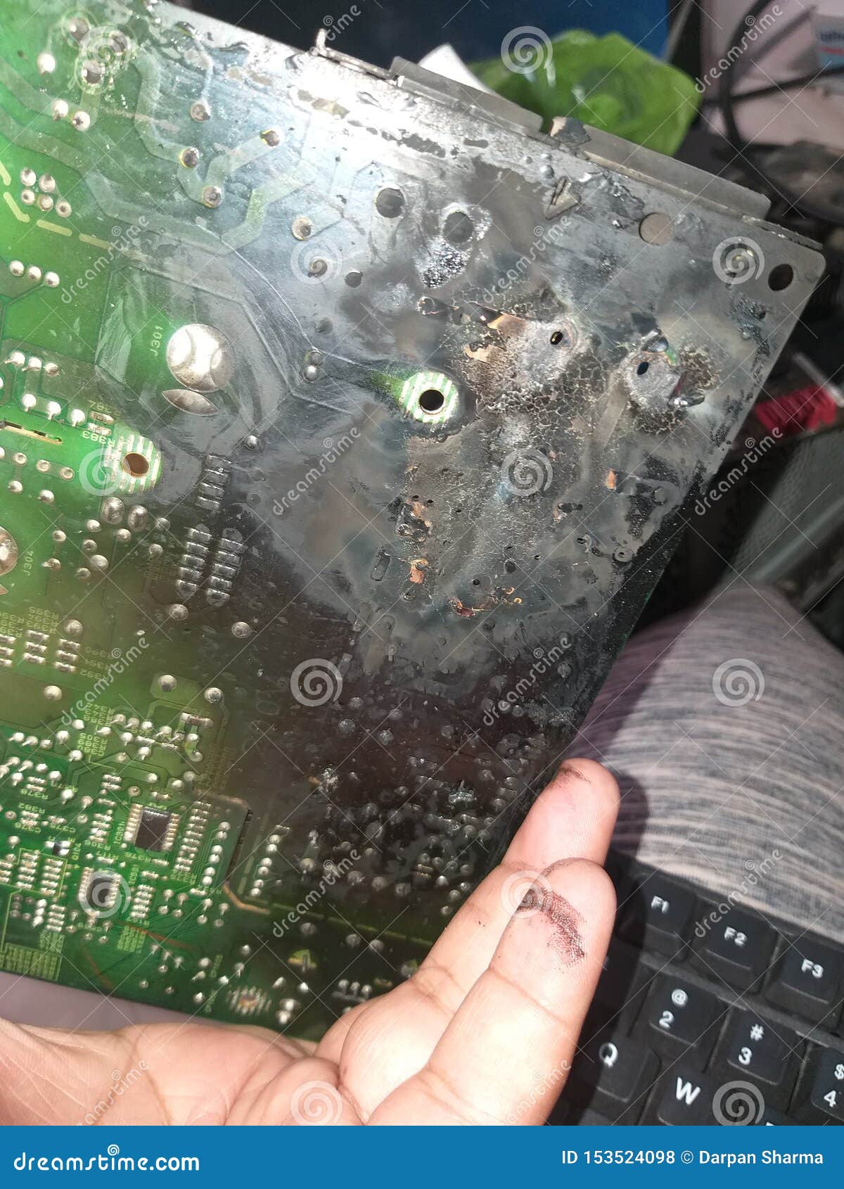 Electronic Burn Printer Loss by Fire Stock Photo - Image of electronic ...