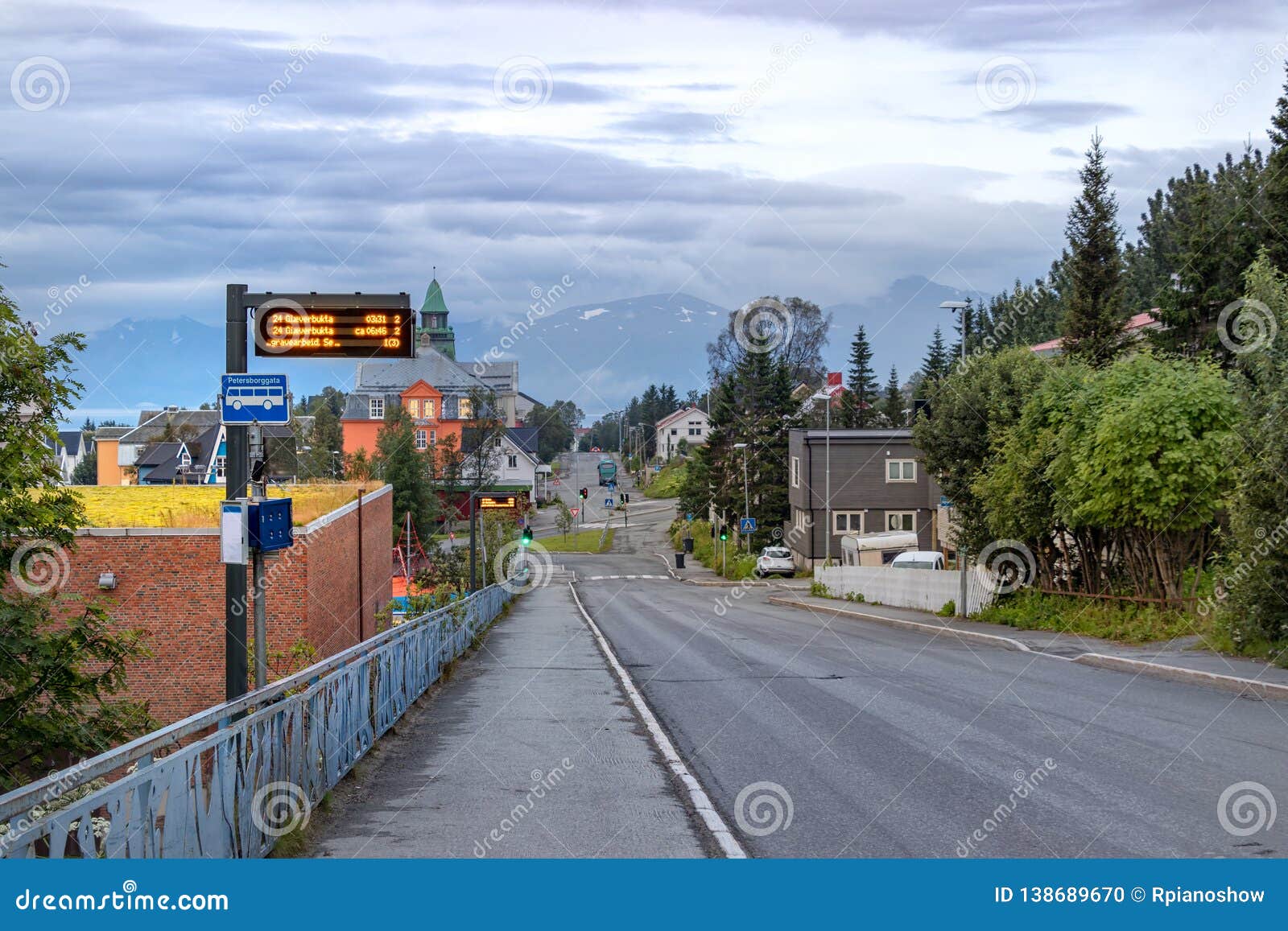 An Electronic Bus Stop with Timetable in Tromso, Norway Stock Photo ...