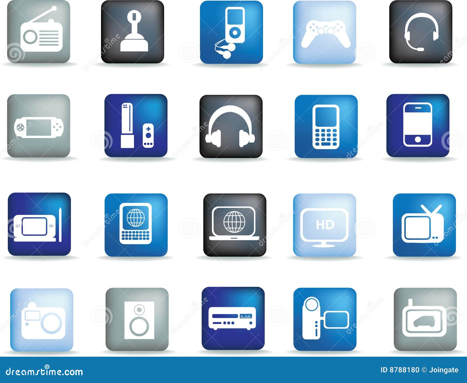 Electronic button icons stock vector. Illustration of gaming - 8788180